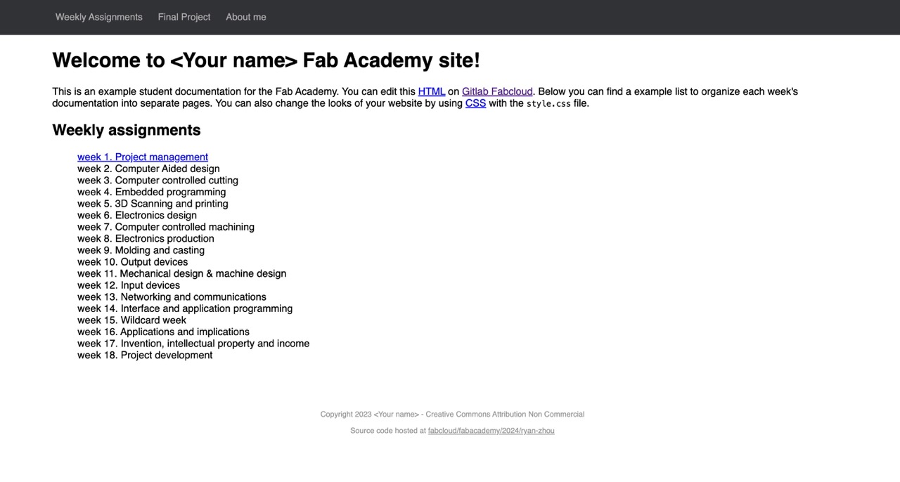 1. Project Management - Angelina Yang - Fab Academy